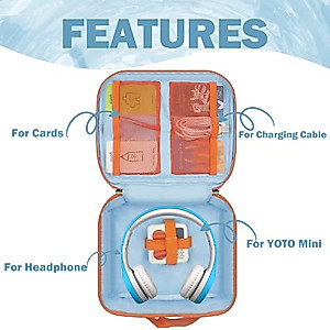 Carrying Case for YOTO Mini Player - Travel Case Compatible with Yoto Mini Audio Music Player, Headphone and Cards, Storage Bag Organizer with Handle and Adjustable Shoulder Strap, Blue (Case Only)