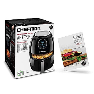 CHEFMAN Large Air Fryer 6.5 Qt XL, Healthy Cooking, User Friendly, Nonstick, Digital Touch Screen with 4 Cooking Functions w/ 60 Minute Timer & Auto Shut Off, BPA-Free, Dishwasher Safe Basket, Black