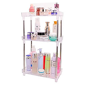 Bathroom Organizer Countertop, 3-Tire Skincare Organizers Vanity Tray Corner Shelf for Makeup Cosmetic Perfume, Multi-Functional Acrylic Organizer in Vanity Dresser Bathroom Kitchen Living Room etc.