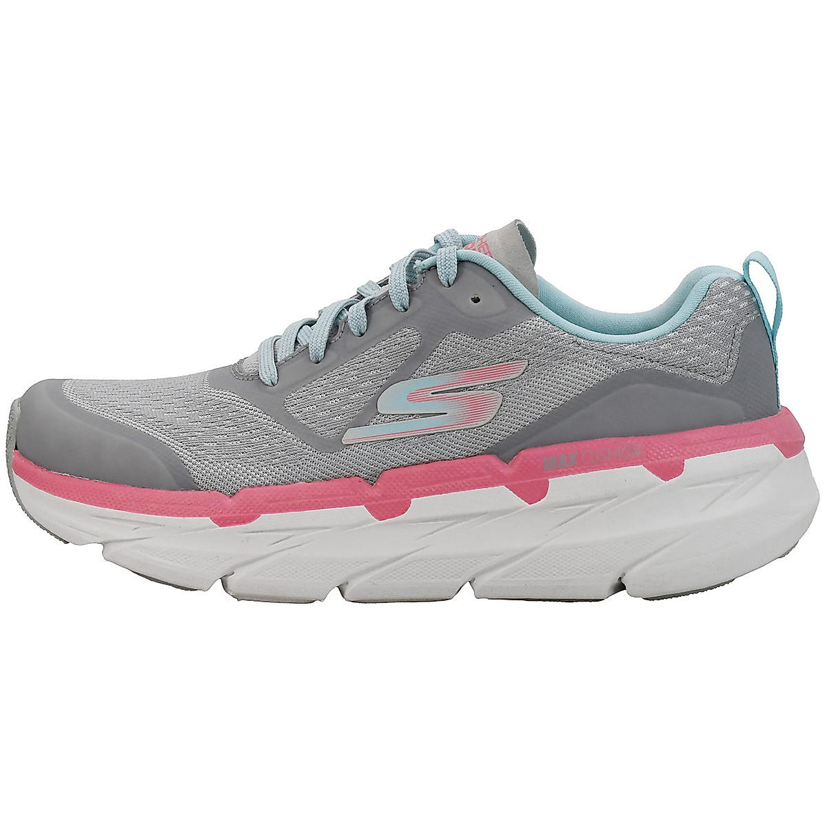 Skechers Women's Max Cushion-17690 Sneaker, Grey/Pink, 9 M