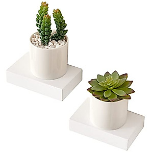 Small Floating Shelves Set of 2, 5.5 Inch Oak Wood Wall Shelf Display Ledges for Mini Decor, Mini Shelf for Bedroom,Living Room and Kitchen,White