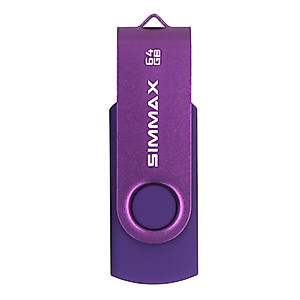 SIMMAX USB Flash Drives 2 Pack 64GB Memory Stick Swivel Design USB 2.0 Flash Drive Thumb Drive Zip Drives (64GB Red Purple)