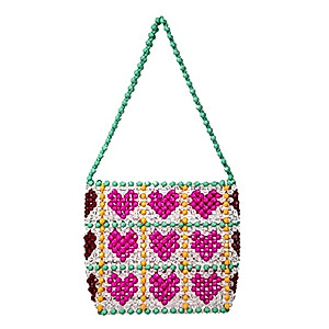 YUSHINY Women Colored Acrylic Beaded LOVE Transparent Shoulderbag Evening Message Bag for Valentine