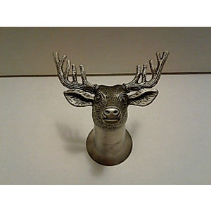 Set of 2 Jagermeister 10 Point Deer Stag Buck Head Metal Pewter & Stainless Steel Stirrup Cup Shooter Shot Glasses