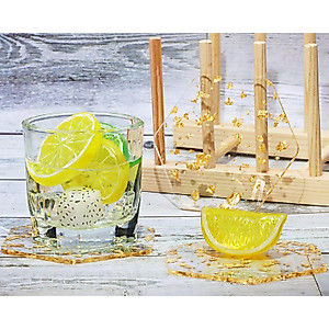 Mini Skater 3pcs Clear Acrylic Bar Coaster Gold Foil Modern Cup Drink Mat Plate Creative Rug Mug Pad for Table Countertop Desk Cold Hot Drink Coffee Tea Kitchen Home Decor (Modern Hexagon)