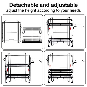 Over The Toilet Storage Shelf, 2 Tier Bathroom Organizer Over Toilet with Toilet Paper Holder & 2 Hooks, No Drilling Space Saver with Wall Mounting Design (Black)