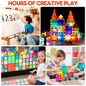 Kids Magnet Toys Magnetic Tiles, 148PCS 3D Magnetic Building Blocks STEM Learning Toys Magnetic Toys for 3 4 5 6 7 Years Old Boys Girls Gifts with 2 Cars