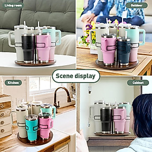 Water Bottle Organizer for Stanley Cup, 25-40 oz Tumbler Organizer with Handle, 6 Slots Rotatable Cup Tumbler Holder Water Bottle Rack, Kitchen Organizers and Storage for Stanley Cup Accessories