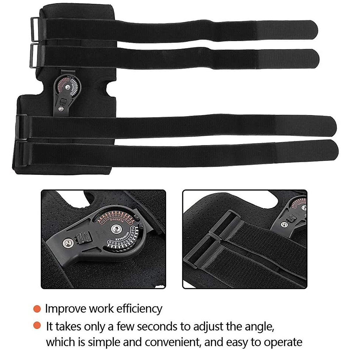 ROM Knee Brace Hinged Knee Brace Aluminium Adjustable Hinged Knee Joint Immobilizer Patella Knee Fixing Pad Sleeve Knee Splint Ligament Sport Injury Arthritis Pain Relief Adjustable Knee Immobilizer