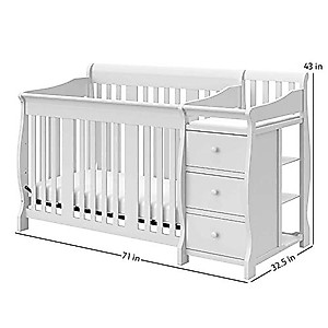 Pemberly Row 4-in-1 Convertible Crib and Changing Table Combo in White, Three Level Adjustable Mattress Height, Easily Converts to Toddler Bed or Day Bed