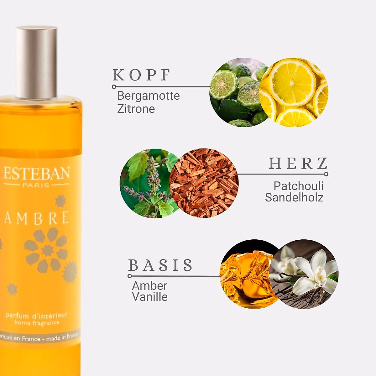 Esteban Home room spray 75ml amber perfume AMBRE