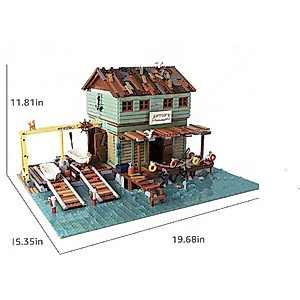 General Jim's Ship Repair Yard Fisherman's Harbor Town Series Street View Architecture 3281 Piece Detailed City Modular Building Block Bricks Model or Playset for Teens and Adults