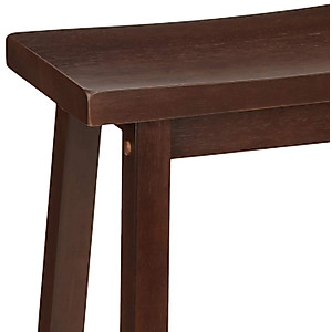 Amazon Basics Solid Wood Saddle-Seat Kitchen Counter-Height Stool - Set of 2, 24" Counter Stool, Walnut Finish