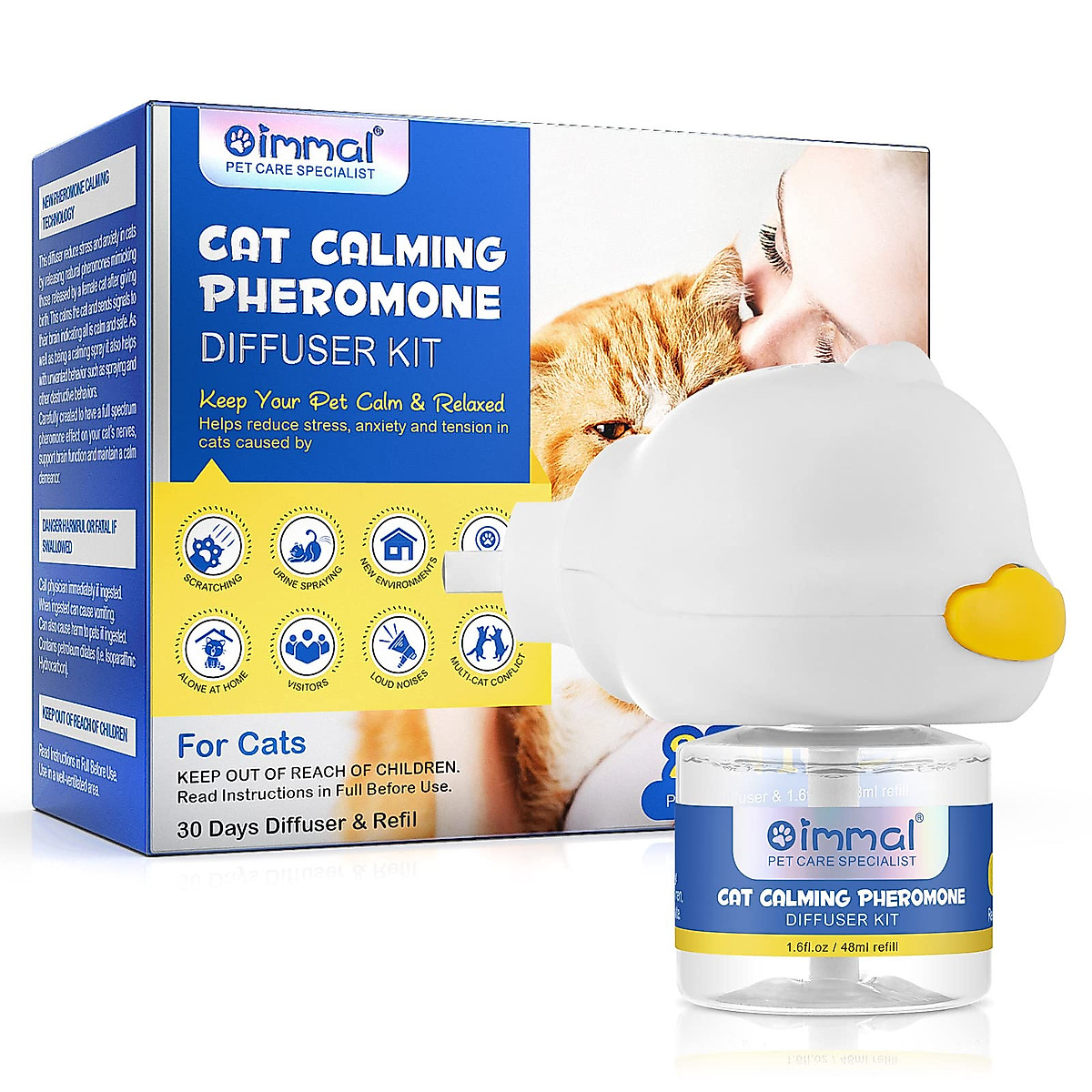 AGETITY Cat Calming Pheromone Diffuser, Cat Calming Pheromones to Reduce Stress, Spraying & Scratching, 2 in 1 Cat Calming Starter Kit- 1Pack