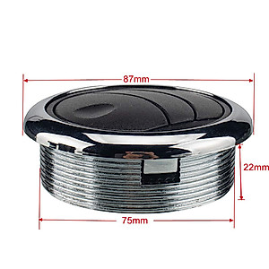 Garneck Round A/C Air Outlet Vent Electroplate Knob Type Universal for RV Bus Boat Yacht Electric Car Caravan 87mm/75mm 46mm