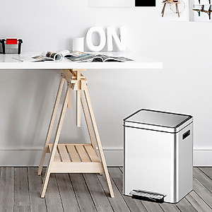 GAOMON 30 L/8 Gallon Trash Can with Lid, Rectangular Trash Can, Fingerprint Proof Stainless Steel Pedal Trash Can with Removable Inner Bucket, Step Trash Bin, Dual Garbage Cans for Kitchen