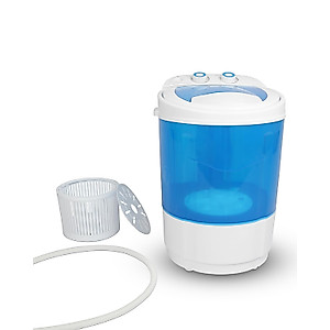 Muhub Portable Twin Tub 16.5lbs Mini Washing Machine,Compact Semi-automatic Washer and Spin Combo,Top Load,Portable Washer for Dorms,Apartments,RVs(White & Gray)