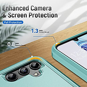 Samsung Galaxy A14 5G Case with Screen Protector, Military Grade Dual Layer Shockproof Heavy Duty Shockproof Full Body Protective Phone Cover, Built in Rotatable Magnetic Ring Holder for A14 (Green)