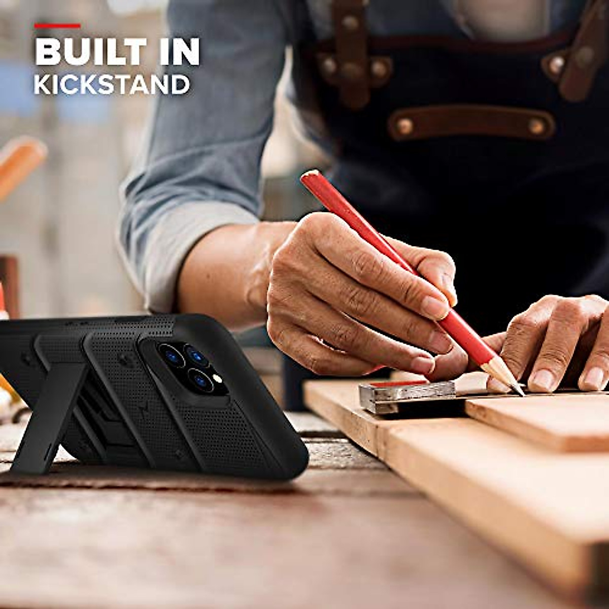 ZIZO Bolt Series iPhone 11 Pro Case - Heavy-Duty Military-Grade Drop Protection w/Kickstand Included Belt Clip Holster Tempered Glass Lanyard - Black