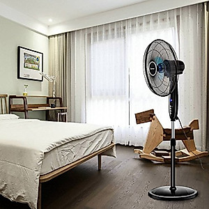 COSTWAY Pedestal Fan, 3-Speed Digital Control- Adjustable Height- Oscillating Standing Fan w/Timer- LCD Display- Double Blades- Remote Control, 18-Inch
