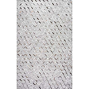 nuLOOM Modern Cowhide Trellis Area Rug, 10' x 14', Grey