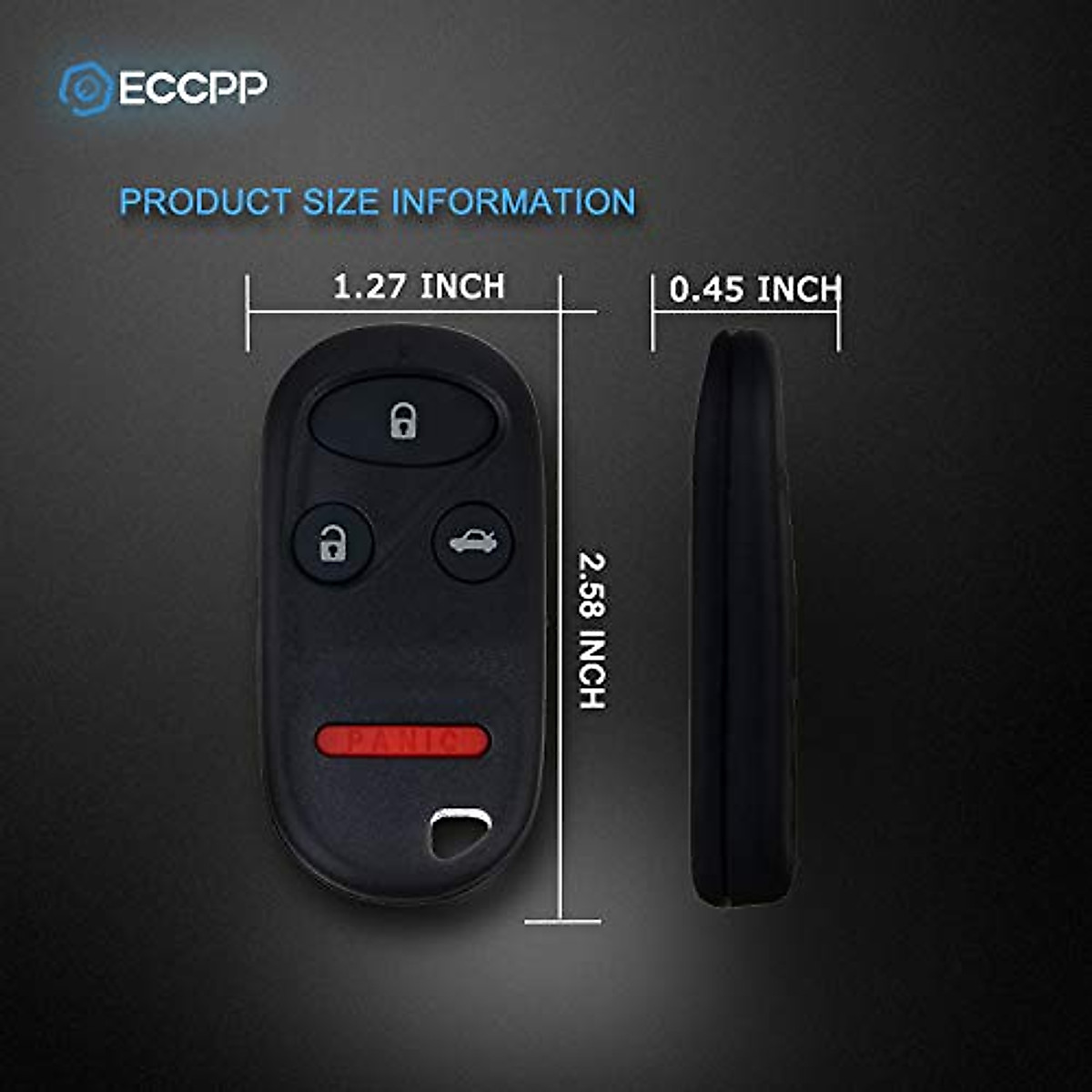ECCPP KOBUTAH2T Replacement Keyless Entry Remote Key Fob for Honda for Accord keyless for Acura TL key fob KOBUTAH2T 72147S84A01 72147S0KA02 (Pack of 1)