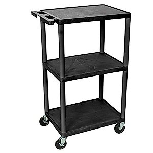 Luxor Mobile Multipurpose Utility Storage Audio Video Presentation Cart with 3 Shelves - Black