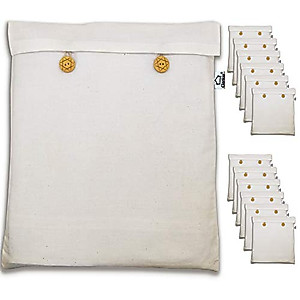 Clarkia Reusable Cotton Saree Cover (Set of 12) for Storage, Wardrobe Organizer Bags (16x14 inch, Beige)