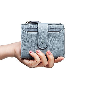 ZOOEASS Women's RFID Mini Soft Leather Bifold Wallet With ID Window Card Sleeve Coin Purse(blue)