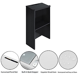 Podium Stand,Wooden Speaking Lectern,Lectern Podium for Classroom,Churches,Auditorium,Meeting Room,Reception Desk of Podium with Adjustable Shelf(Black)