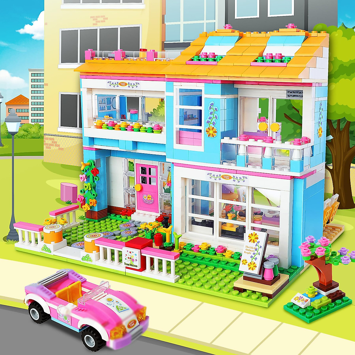 Friends House Building Toy Set for Girls, Friends Family House Supermarket Building Kit with Storage Box, Creative Roleplay Building Blocks Toy Gifts for Kids Boys Girls Aged 6-12 (1657 Pieces)
