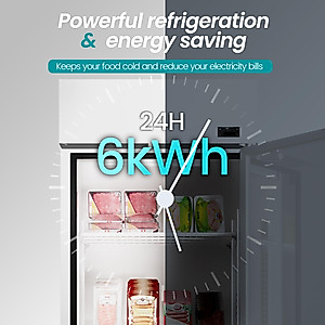 KICHKING 27" W Dynamic Cooling Commercial Refrigerator 23 Cu. Ft OmniSmart Temperature Control 33℉~41℉ Stainless Steel Reach-In Commercial Refrigerator Digital Thermostat LED Lighting 3 Shelves