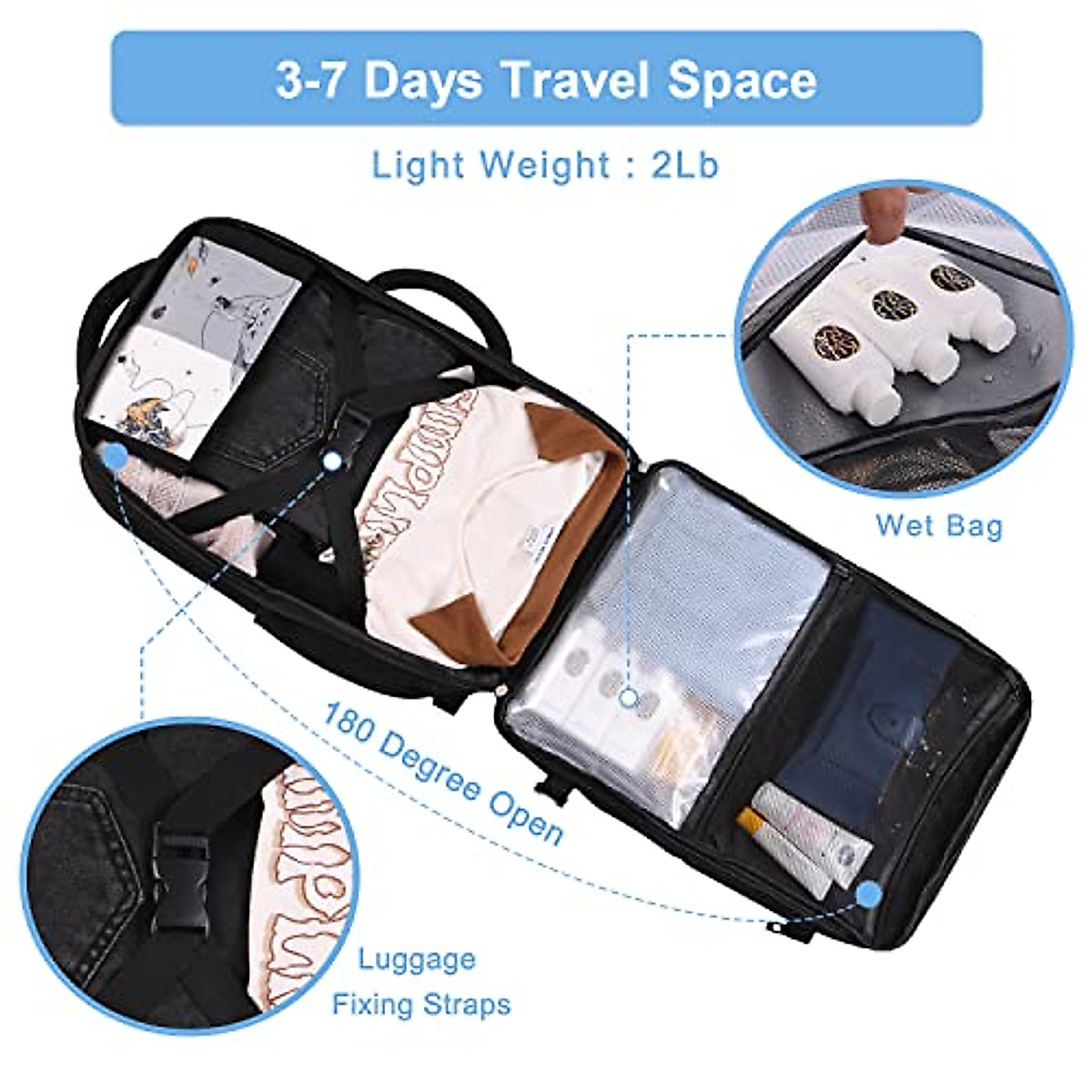 Hanples Large Travel Laptop Backpack for Men Women, Carry On Backpack, Hiking Backpack, Waterproof Durable Business Backpack with USB Charging Port, College Computer Bag, Fits 16 Inch Laptop