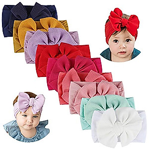 Makone 9PCS Baby Nylon Headbands Hair Accessories Hair Bows Stretchy Headband for Baby Girls Babies Newborn Infant Toddler