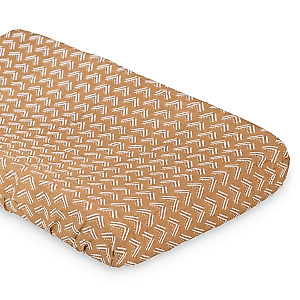 Lulujo Muslin Change Pad Cover - Fitted Changing Pad Cover for Boys and Girls -32"x17", 1 Pack (Mudcloth)