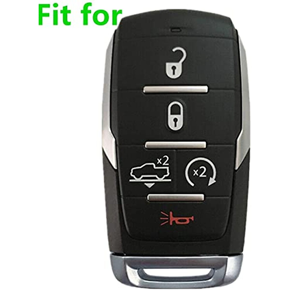 Silicone Smart Key Fob Cover Remote Case Keyless Protector Jacket for Dodge 2019-2022 Ram 1500 Pickup 68291690AB/AC/AD Black
