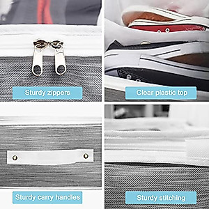 Shoe Organizer Under Bed,Underbed Shoe Storage Boxes Bins,Sturdy Organizador De Zapatos,Extra Large Zapateras Organizer for Closet,Men Women Kids Shoes,High Heels,Short Boots,Sneakers,White,Set of 2