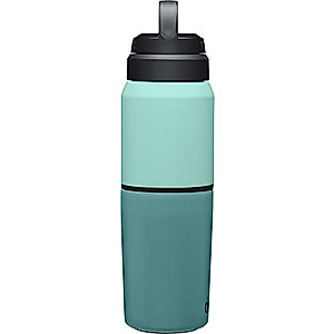 CamelBak MultiBev Water Bottle & Travel Cup – Vacuum Insulated Stainless Steel – Coastal/Lagoon – 17 oz bottle & 12 oz cup