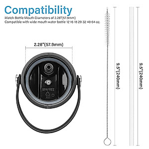 EIPOSAU Straw Lid for Hydro Flask Wide Mouth 12 18 20 32 40 64oz, Lids with Straw Fit for Hydro Flask Sports Water Bottles with Dust Cover, Flexible Handle Replacement Lid Straws Cap Top Accessories
