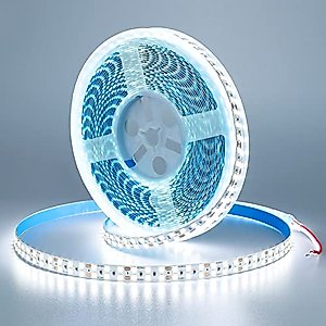 KXZM 24V LED Strip Light Cool White 6000K Double Row 32.8ft/10M 2400LEDs 2835 SMD 160W High Brightness 11000LM No-Waterproof IP20 Flexible Ribbon for Kitchen Hallways Decoration Lighting
