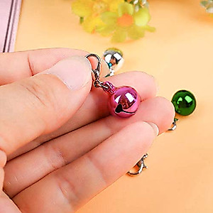 Aoche Pet Bells for Dog Cat Collar 6 pack,Charm Pet Pendant Accessories with1 Pack Stainless Steel Keychain (XS)