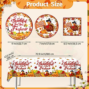 Thanksgiving Paper Plates and Napkins, Friendsgiving Party Decorations Plates Napkins Tablecloth Serving 25 Guests Thankful for You Funny Thanksgiving Friendsgiving Party Supplies Table Decorations