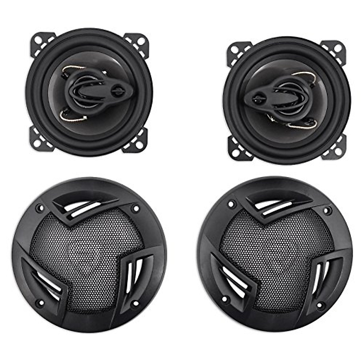 Pair Rockville RV4.3A 4" 3-Way Car Speakers 500 Watts / 70w RMS CEA Rated Total