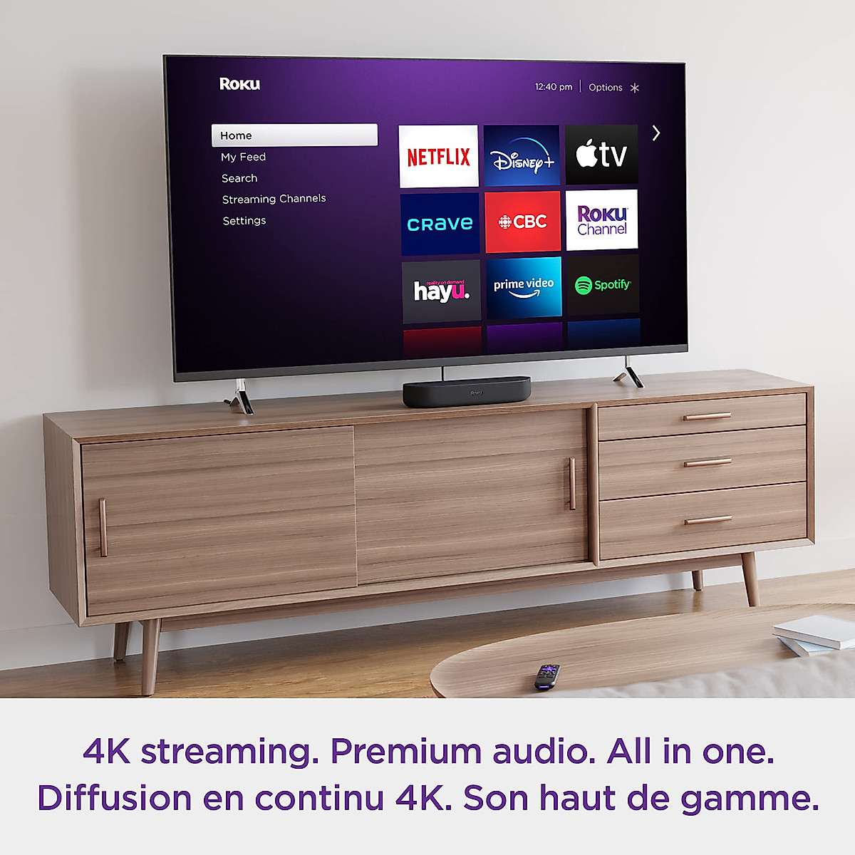 Roku Streambar | 4K/HD/HDR Streaming Media Player & Premium Audio, All In One, Includes Roku Voice Remote