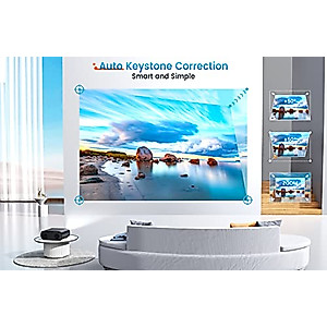 Auto Focus - Projector 5G WiFi Bluetooth with 100'' Screen - Goiaey 480 ANSI 18000L Native 1080P Portable Outdoor Movie Projector 4K Support, Auto 6D Keystone, Video Projector for iOS/Android/TV/PS5