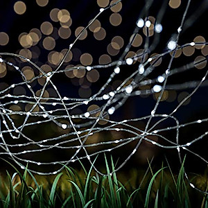 Pure Garden Cool White Outdoor Starry String Solar Powered Fairy 200 LED 8 Lighting Modes for Patio, Backyard, Events, 463.8"x0.1"x0.1"