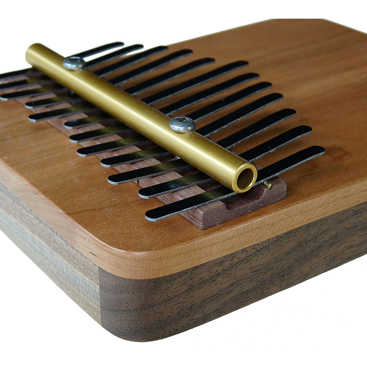 Zither Heaven Artisan Black Walnut 12 Note Thumb Piano with Cherry top made in the USA