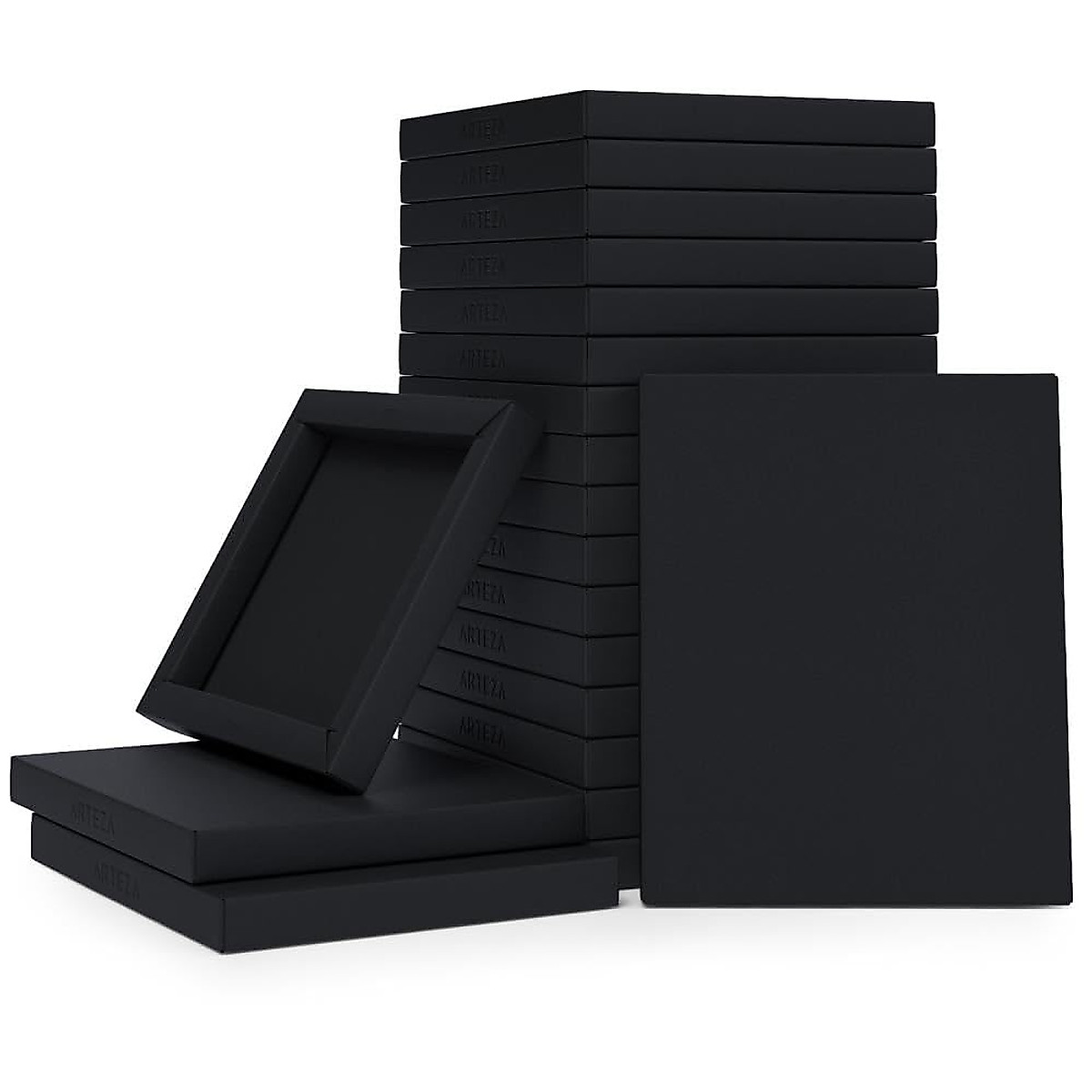 ARTEZA Black Sketch Paper Foldable Canvas Pad, 7x8.6 Inches, 20 Sheets, DIY Frame