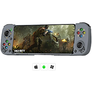 Megadream Mobile Game Controller Gamepad for iPhone iOS Android PC: Works with iPhone 16/15/14/13/12/11, iPad, Samsung Galaxy, TCL, Tablet, Call of Duty, Black Desert Mobile - Directly Play (Grey)