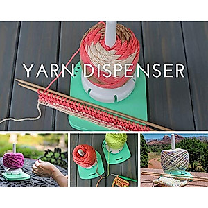 Yarn Dispenser by Yarn Valet – Non-Slip Base with Built-in Holder for Markers, Pattern and 4” Gauge Ruler